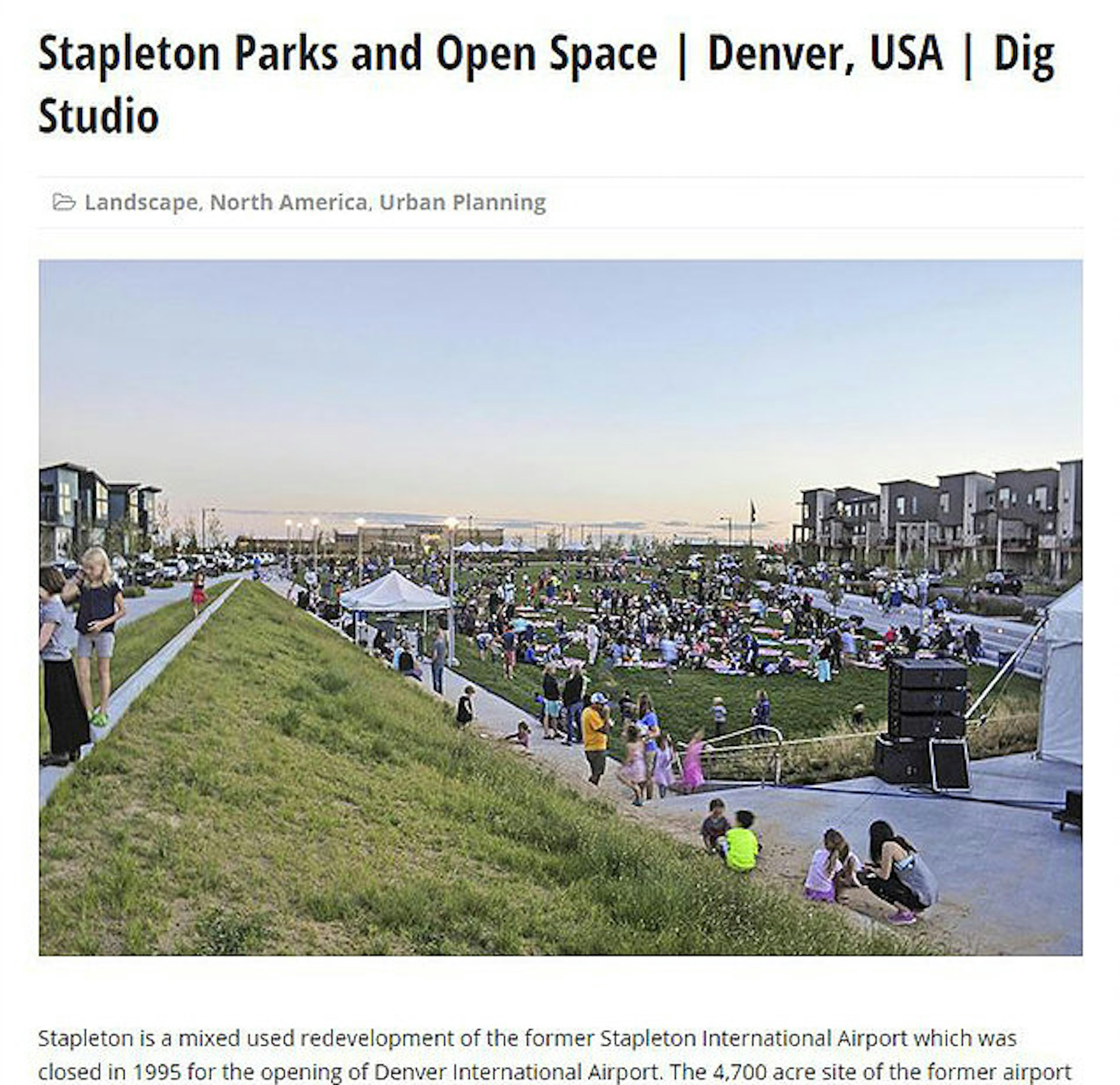 WLA features Dig Studio’s Stapleton Parks & Open Space | Dig Studio